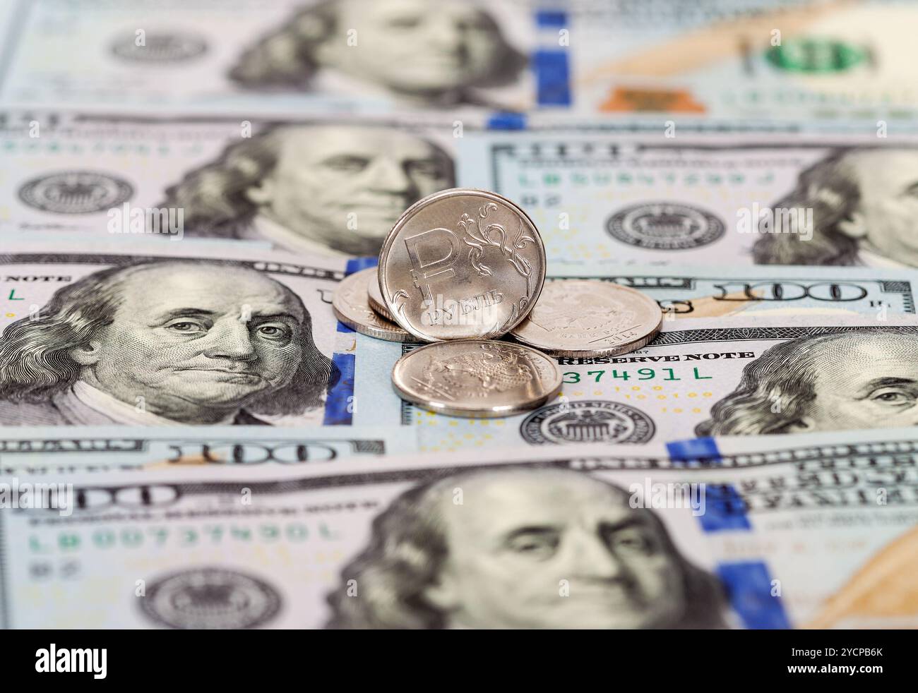 Russian rubles coins dollars hi-res stock photography and images - Alamy