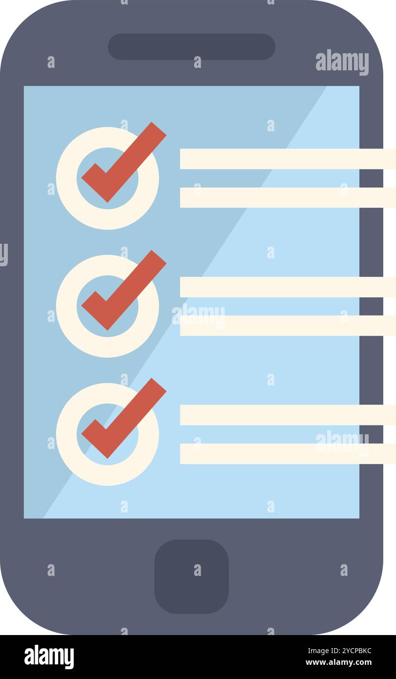 Smartphone is showing a checklist with completed tasks, symbolizing ...