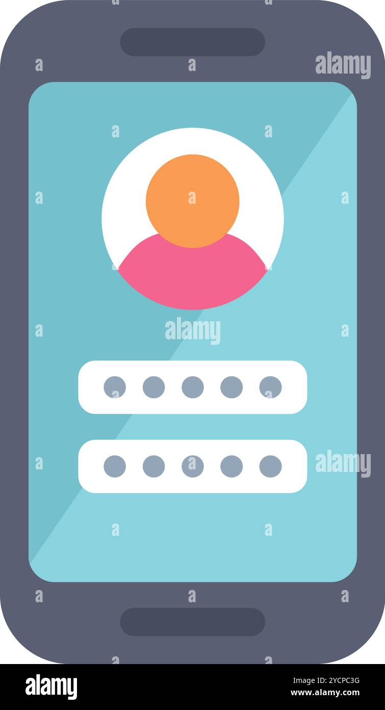 Smartphone displaying a user profile with password login screen ...