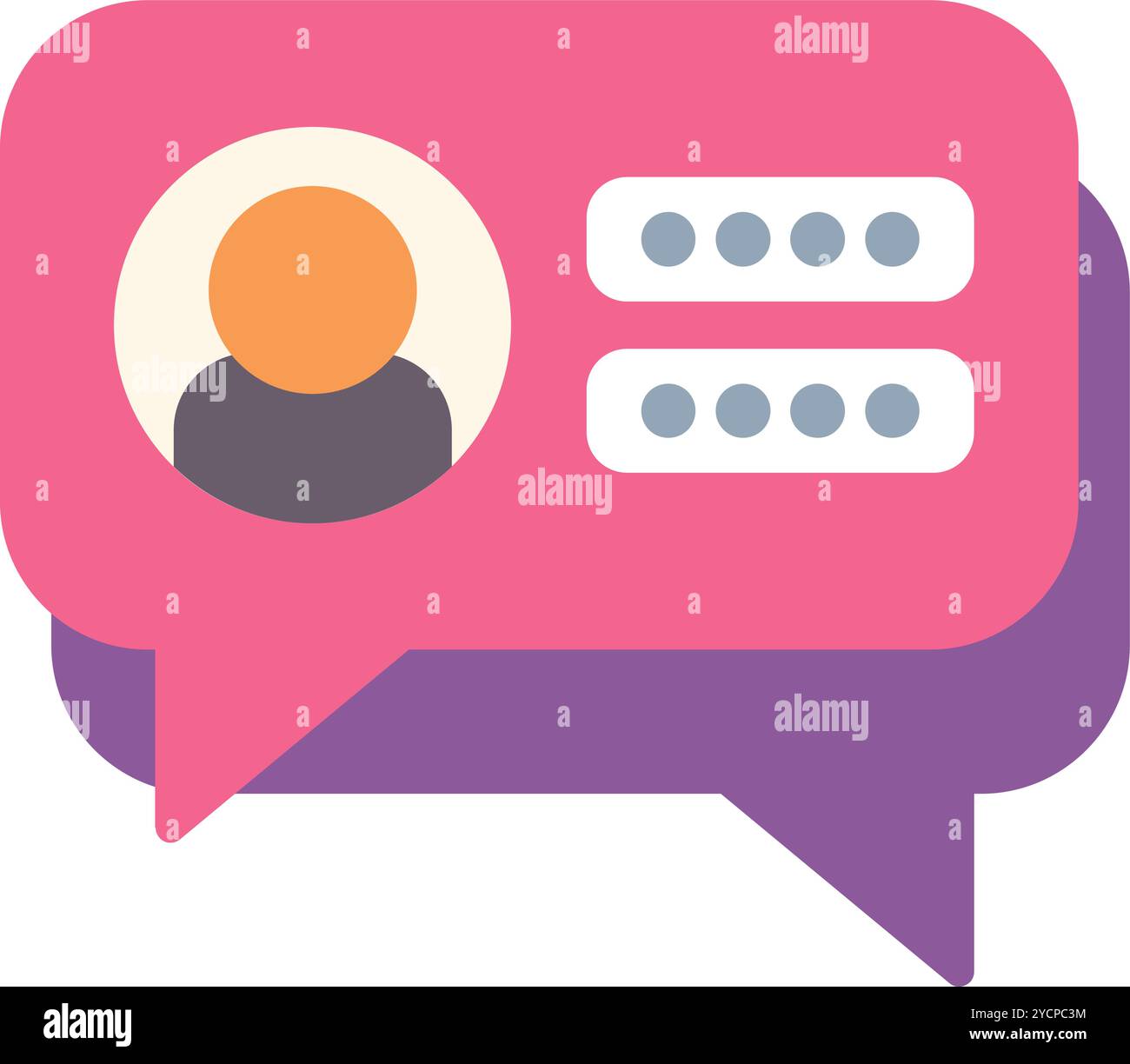 Speech bubble is showing a user profile with hidden password, depicting ...