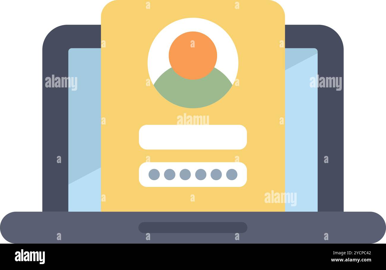 Laptop computer showing login screen with user profile icon, password field, and username field ...