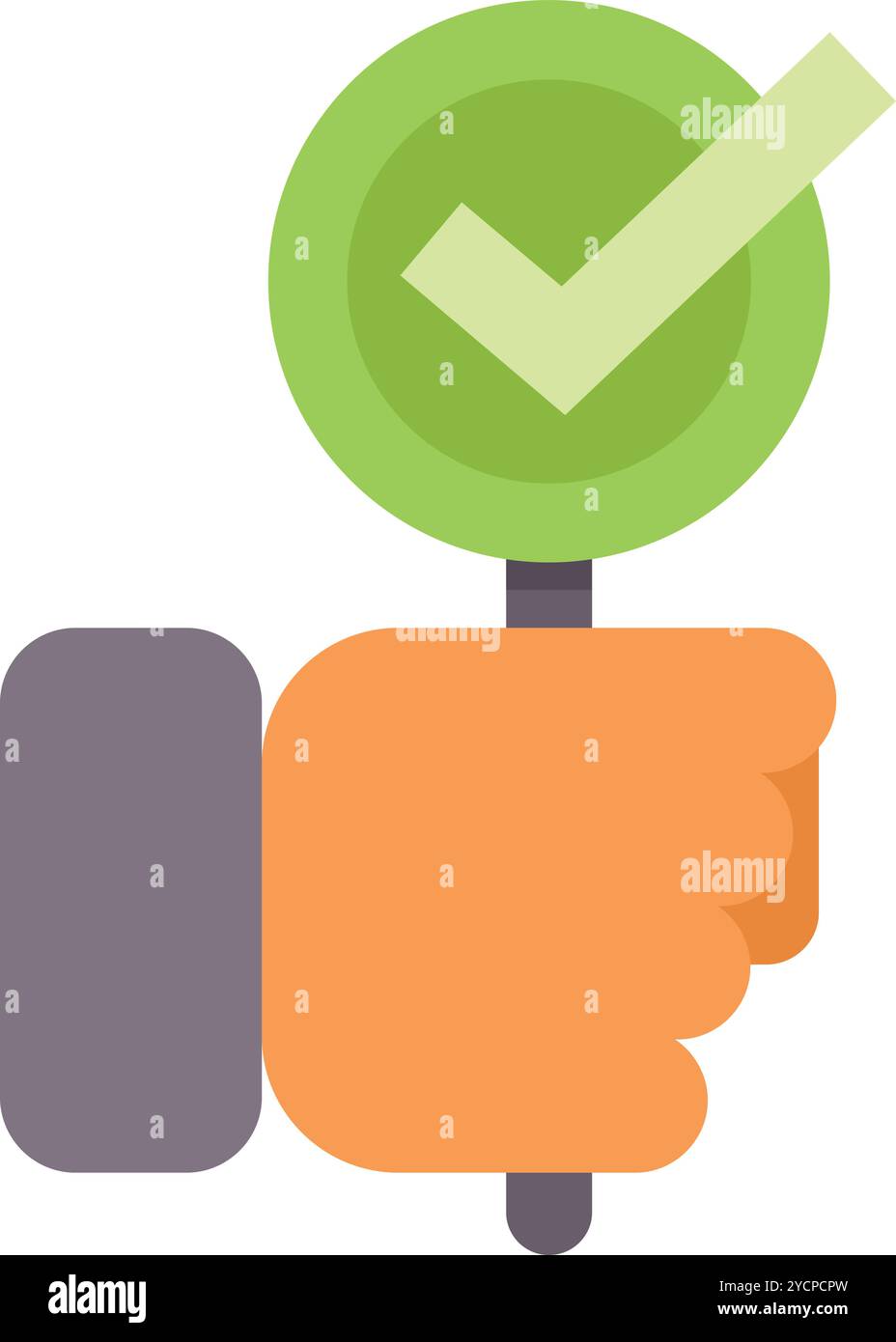 Hand holding a green check mark symbol for approval, verification ...