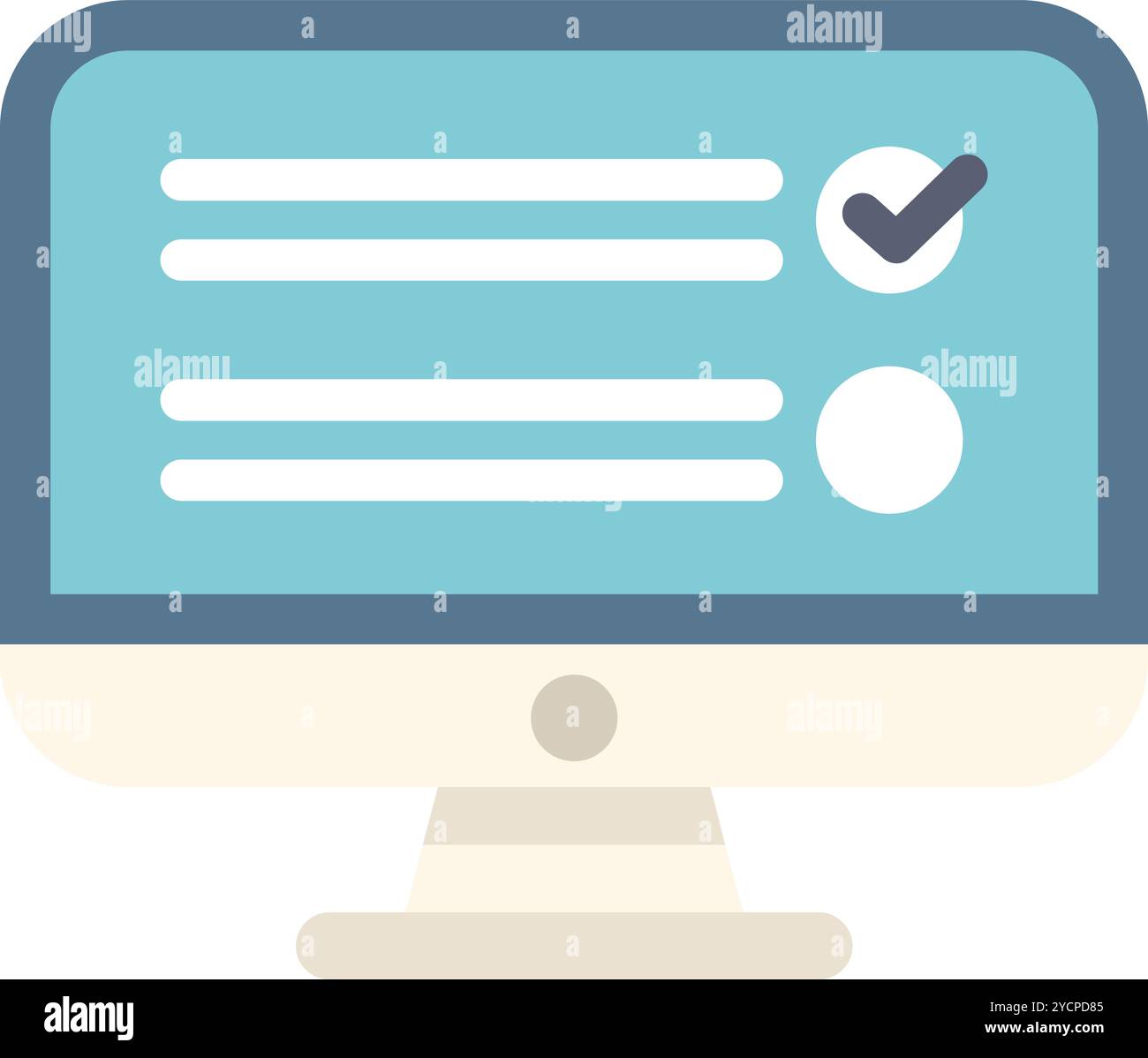 Modern desktop computer showing online survey form, checklist, online exam, or questionnaire ...