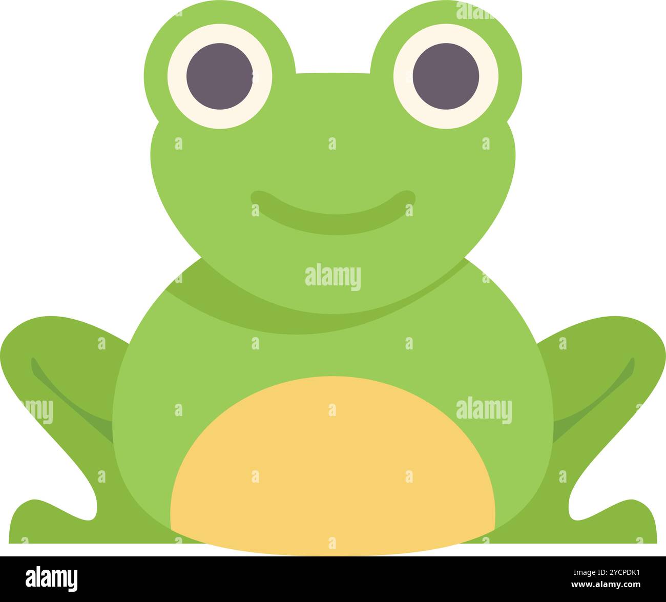Cartoon green frog sitting with its legs out and a big smile on its ...