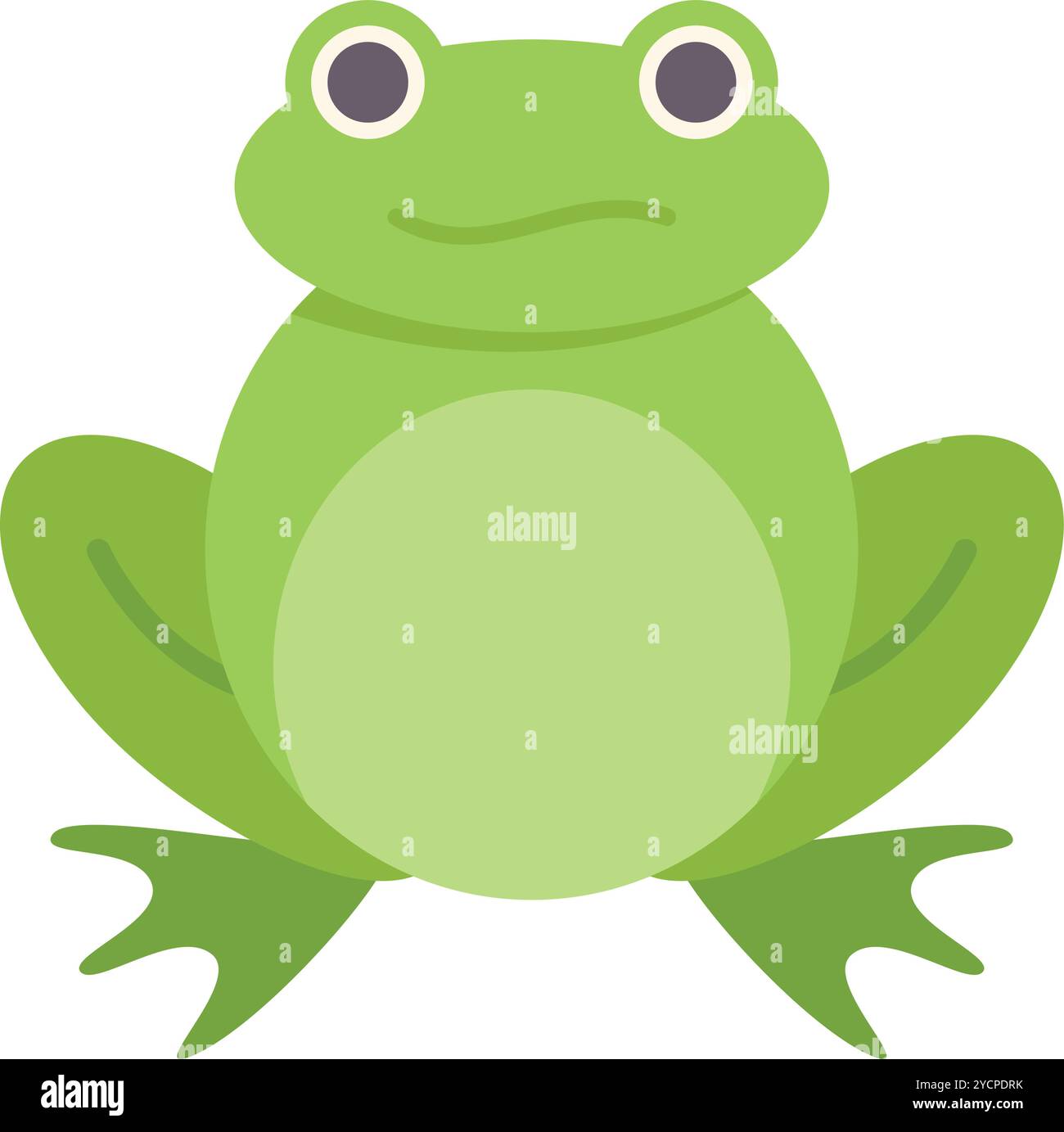 Simple and cute green frog cartoon character sitting with a smile Stock ...