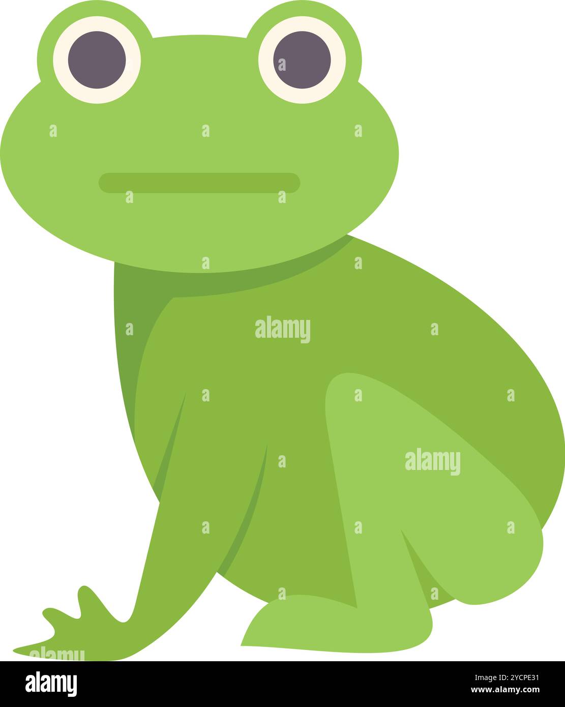 Cartoon green frog sitting and looking forward, funny amphibian ...