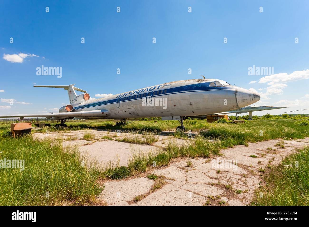 Old russian aircraft Tu-154 at an abandoned aerodr Stock Photo - Alamy