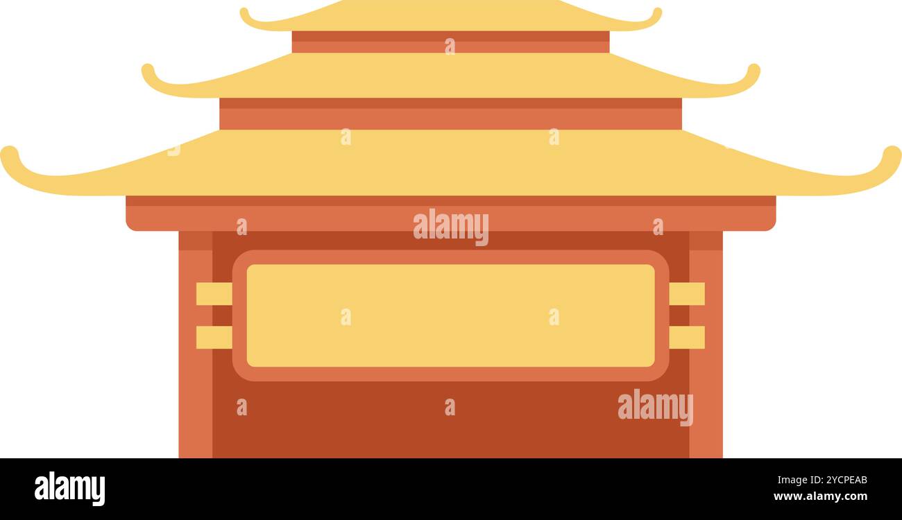 This vector illustration showcases a traditional asian building with a ...