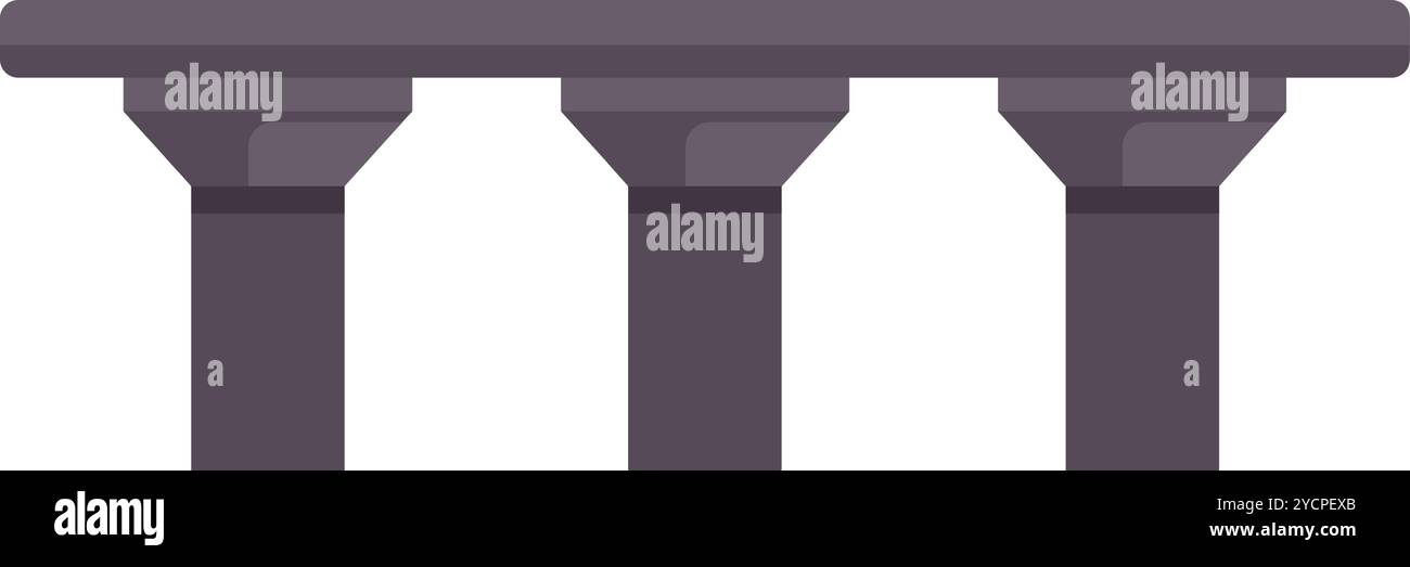 Simple bridge structure standing on three support columns, representing ...