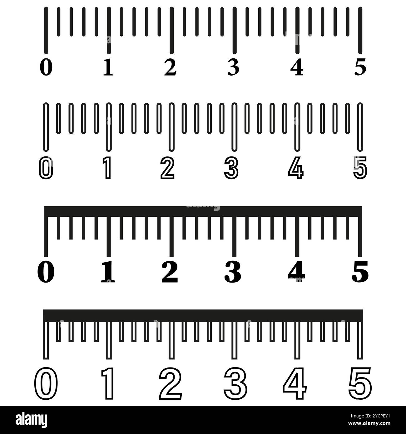 Measurement scale illustration. Black and white ruler. Numbered ...