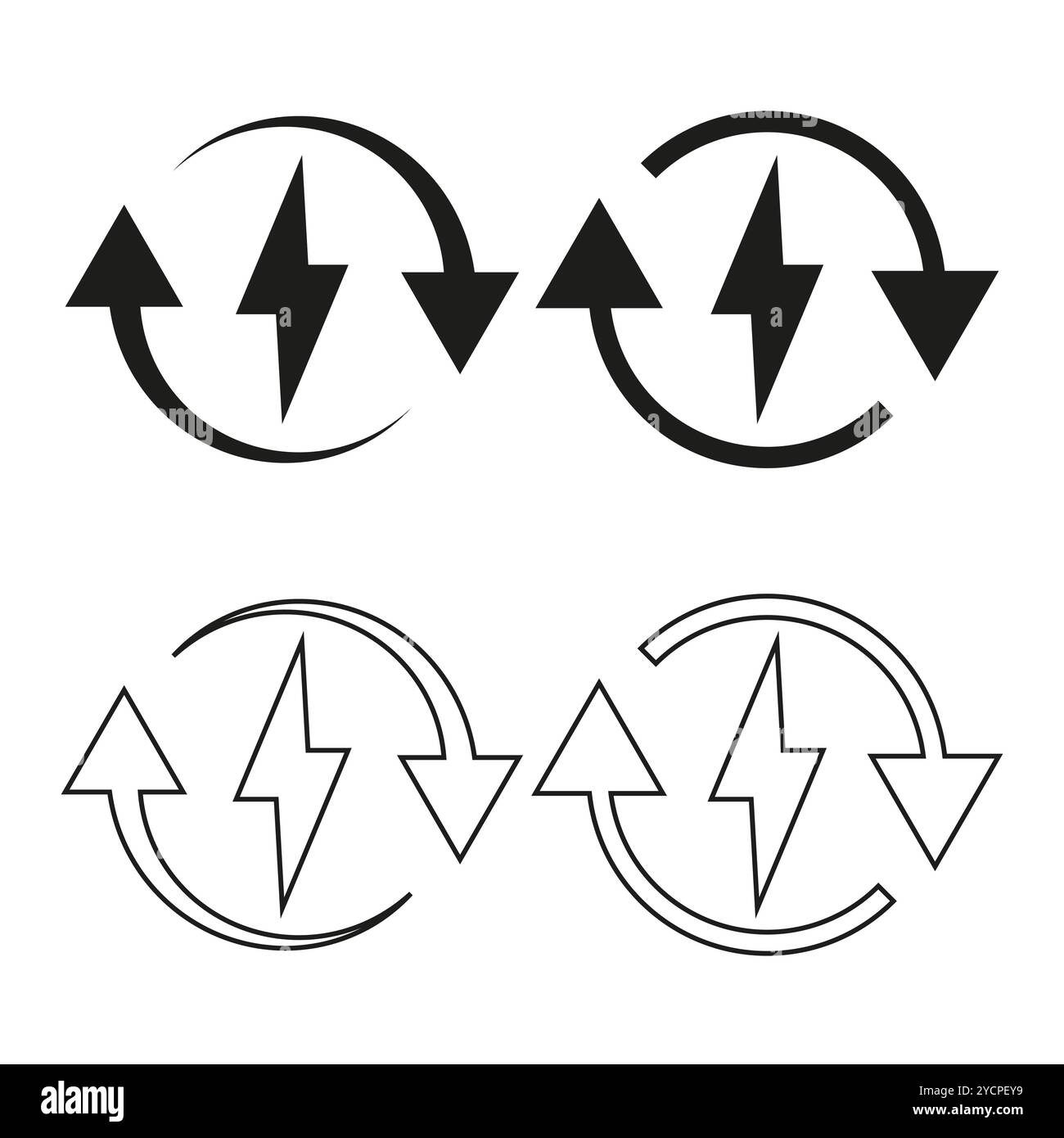 Energy exchange icons. Arrows and lightning symbol. Power transfer ...