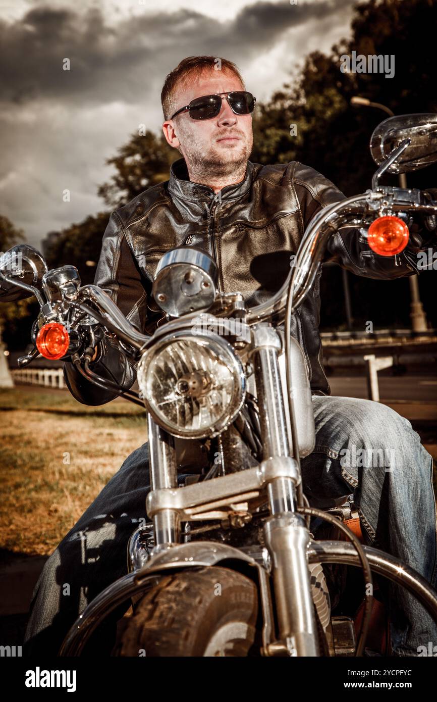 Caucasian male biker hi-res stock photography and images - Alamy