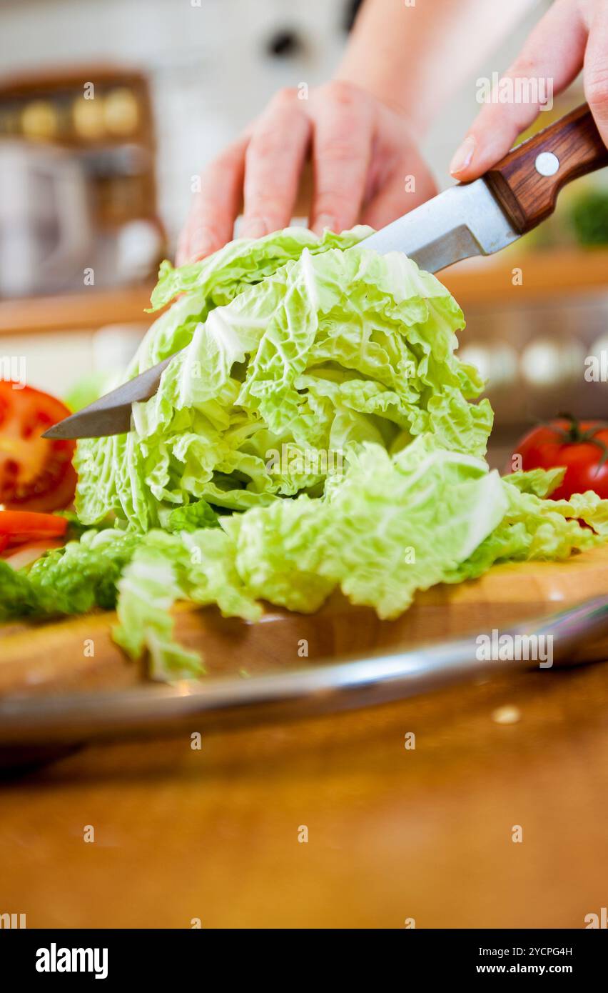 Woman's hands cutting vegetables Stock Photo - Alamy