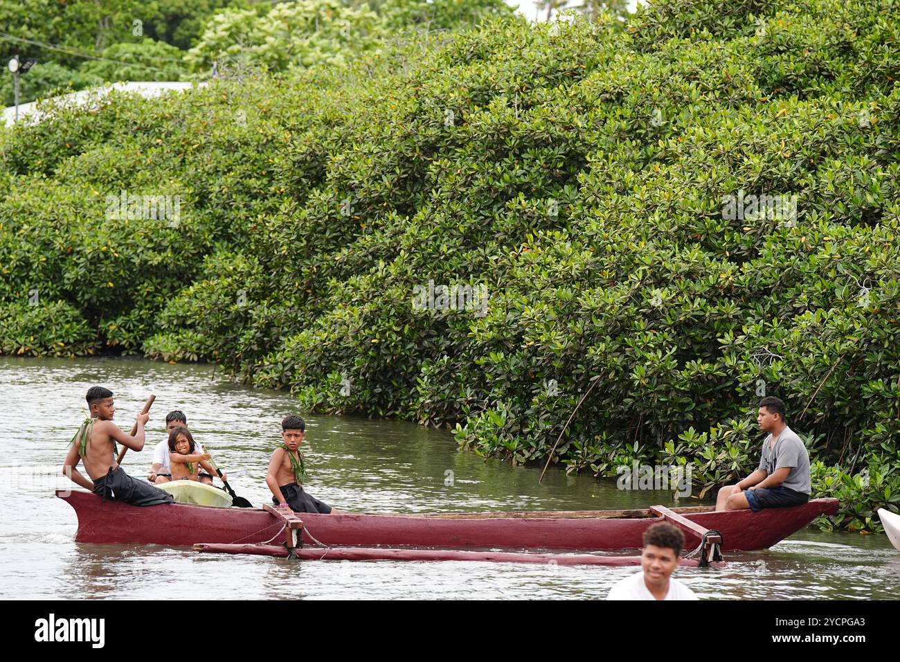 Local people canoe ahead of the arrival of King Charles III at the ...