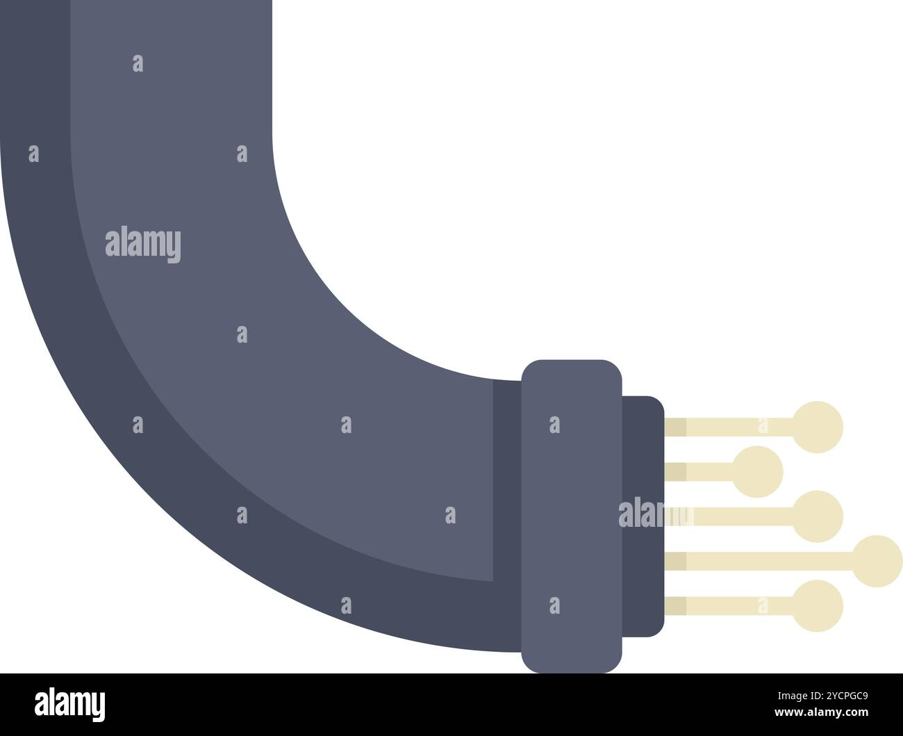 Fiber optics cable curving with exposed wires transmitting data Stock ...