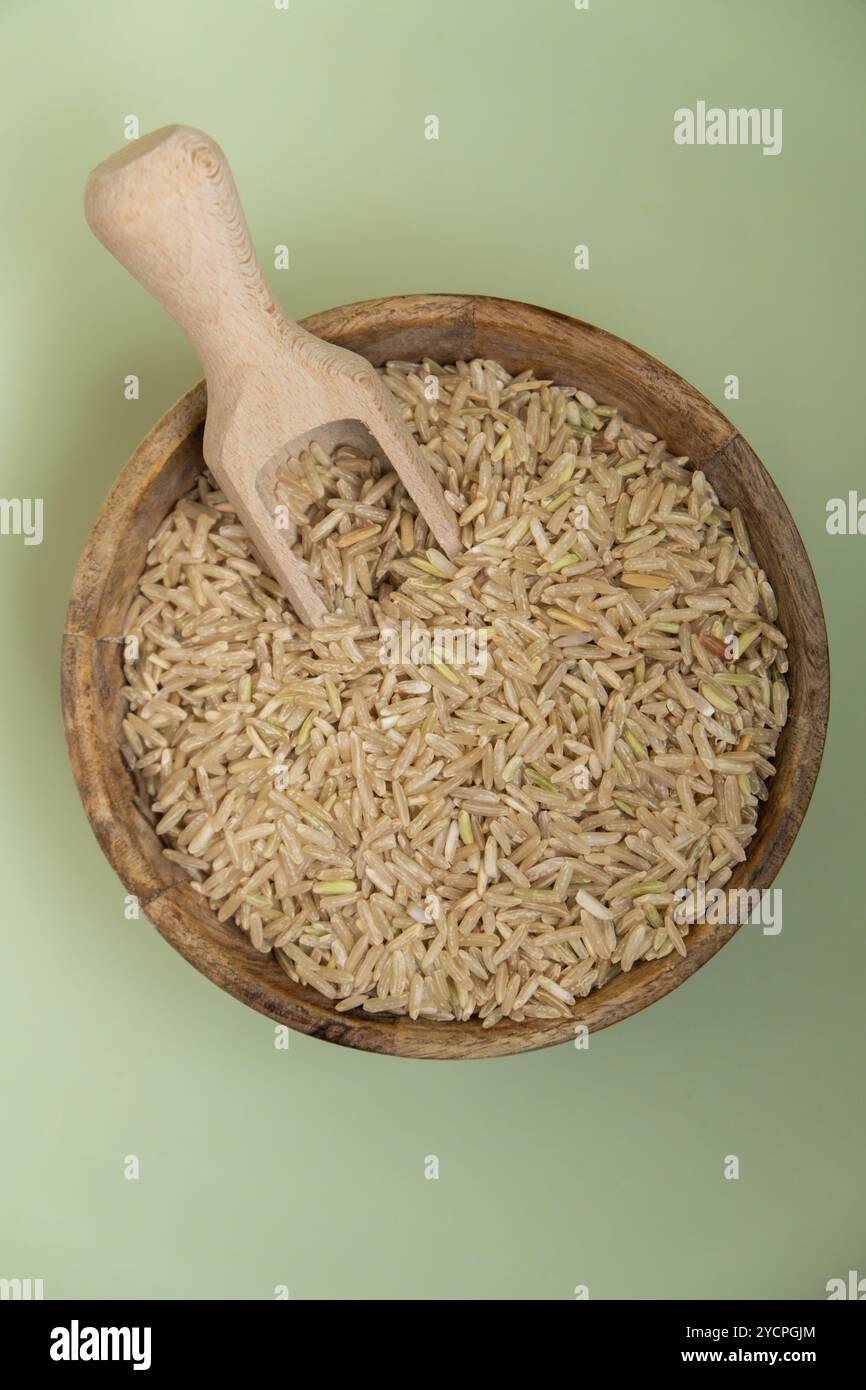 Raw brown rice Gluten free cereals. Health gut benefits. Concept of ...