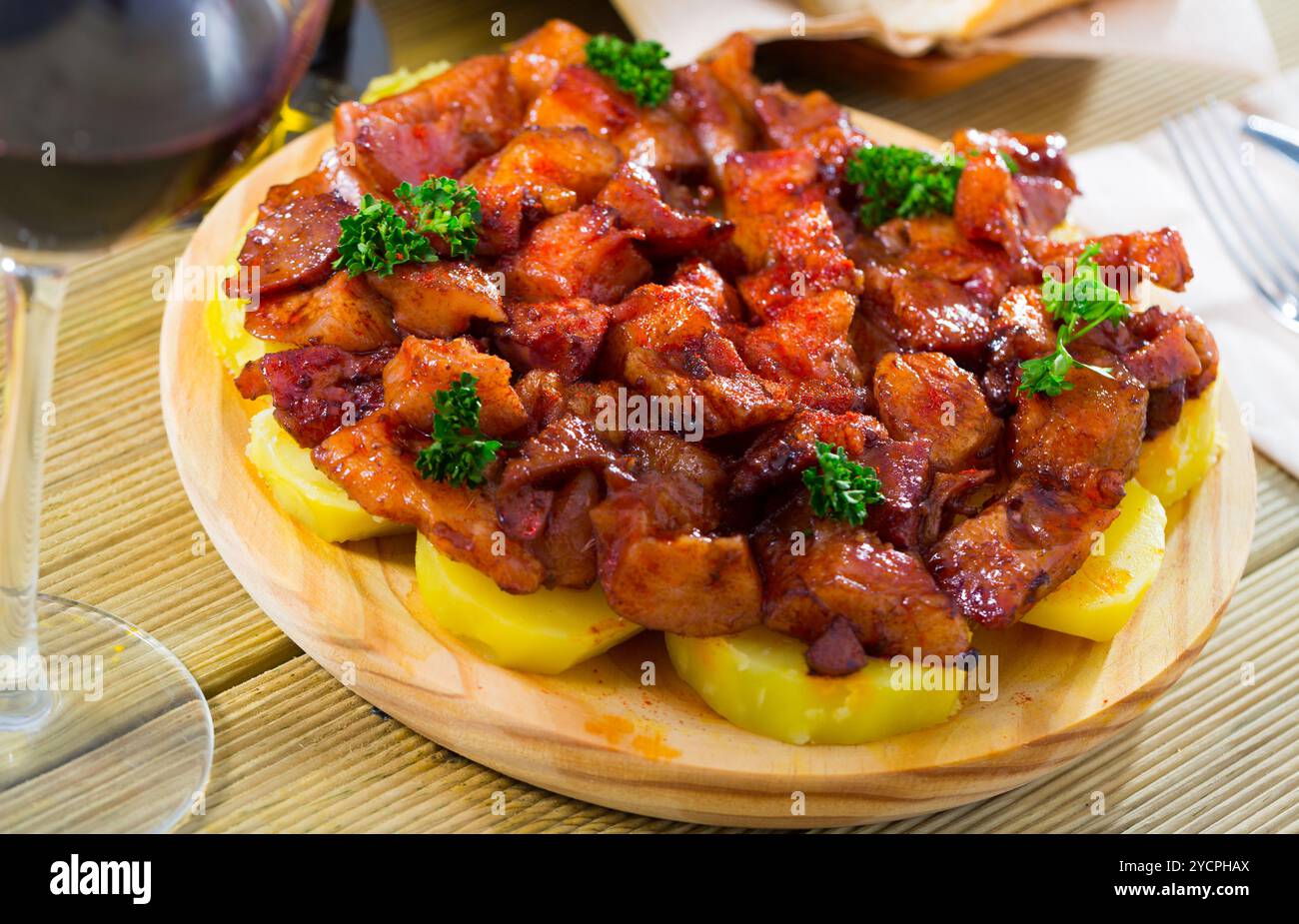 Morro de cerdo a la gallega - spanish dish. Roast nose and cheek pigs ...