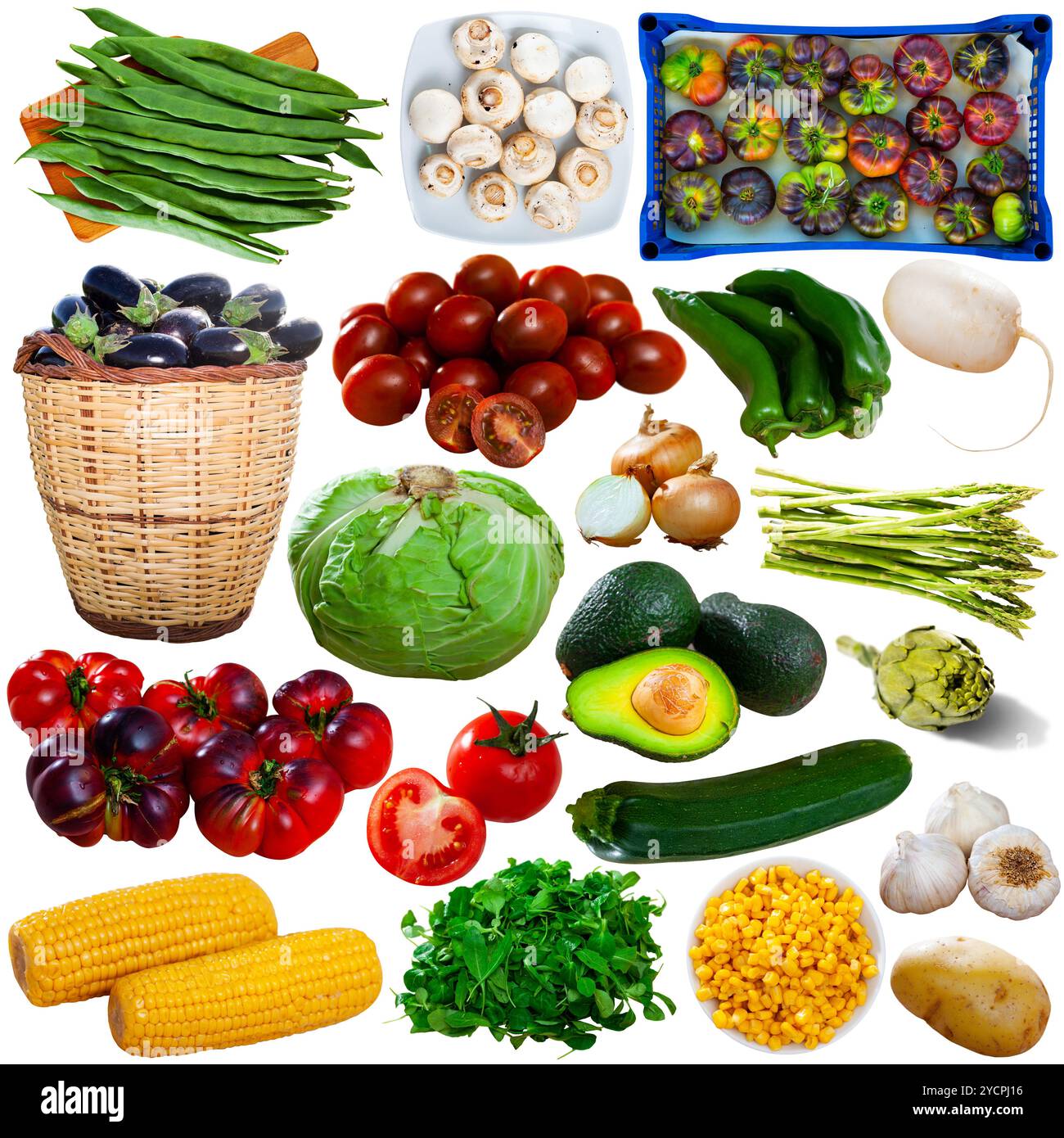 Many different types of vegetables over white background Stock Photo ...