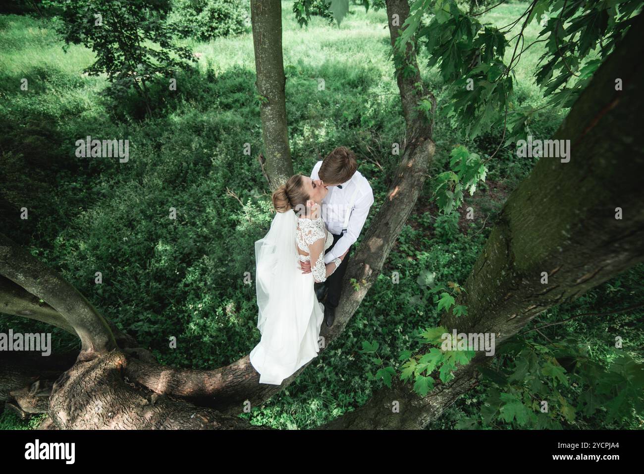 Bride walking groom in park hi-res stock photography and images - Alamy