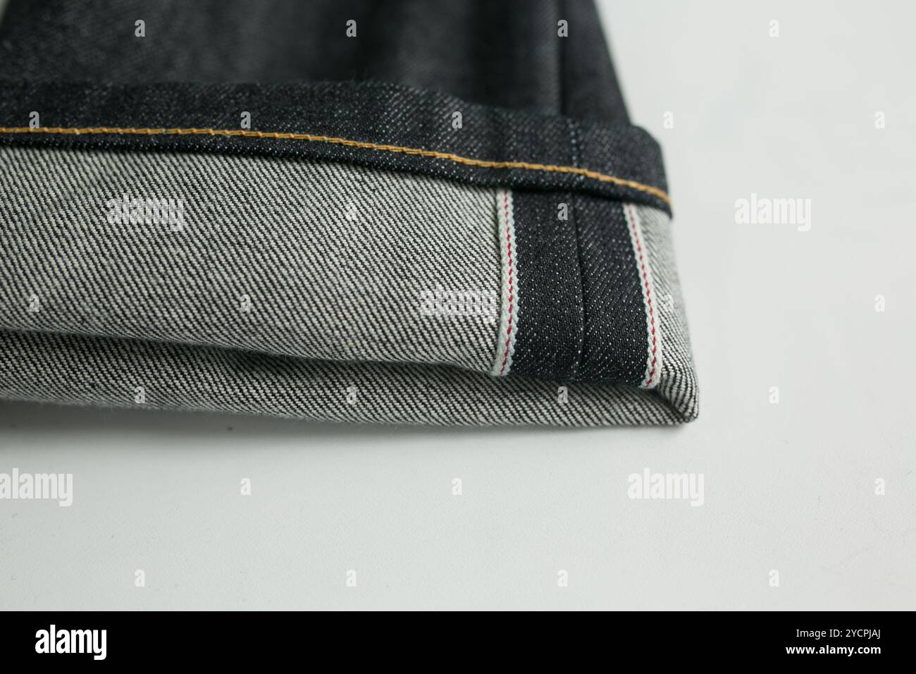 Selvedge denim jeans closeups Stock Photo - Alamy