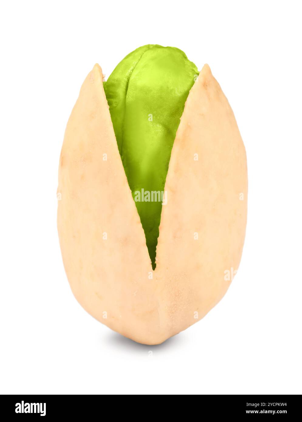 Tasty pistachio nut in open shell on white background Stock Photo - Alamy