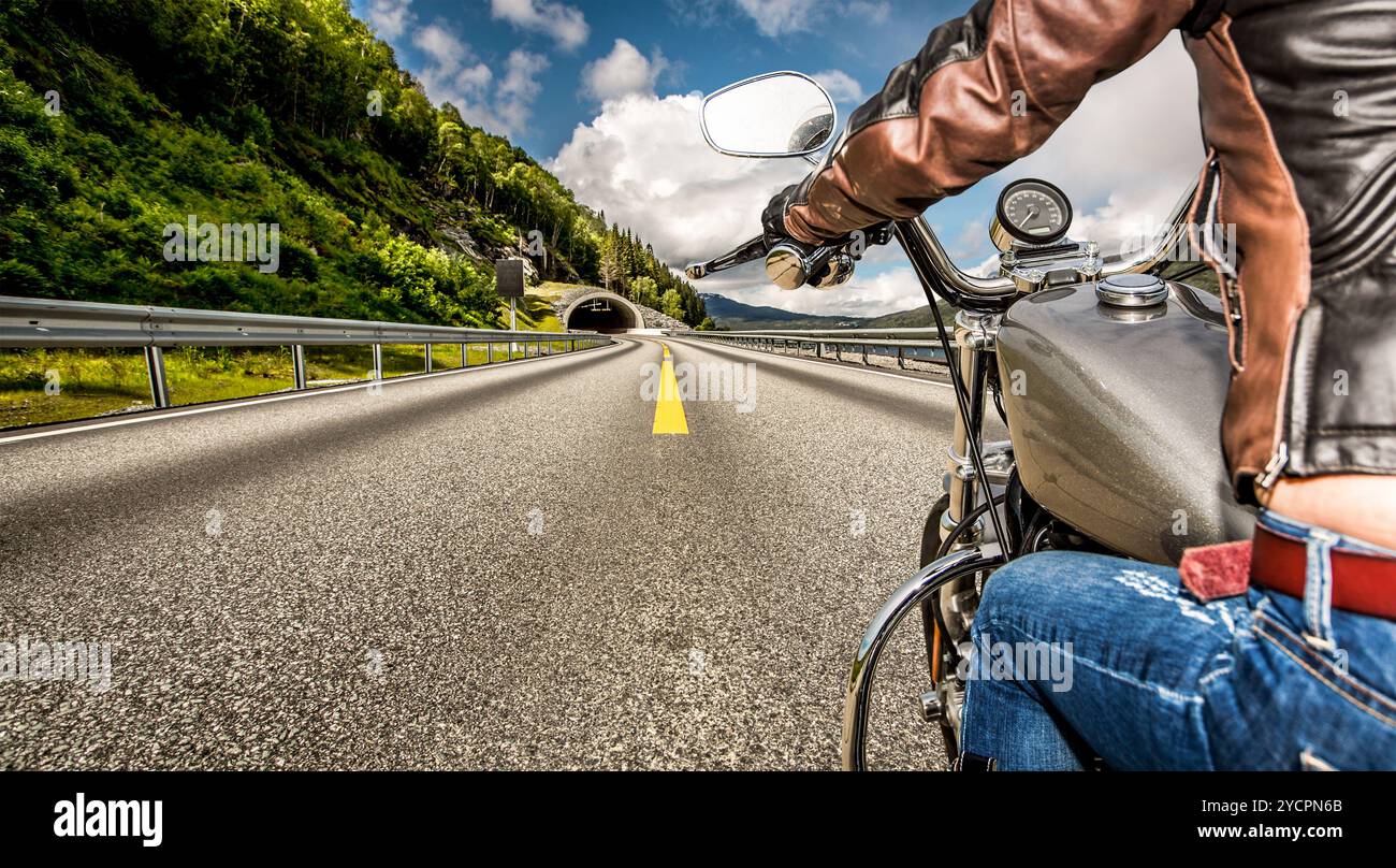 Biker girl First-person view Stock Photo - Alamy
