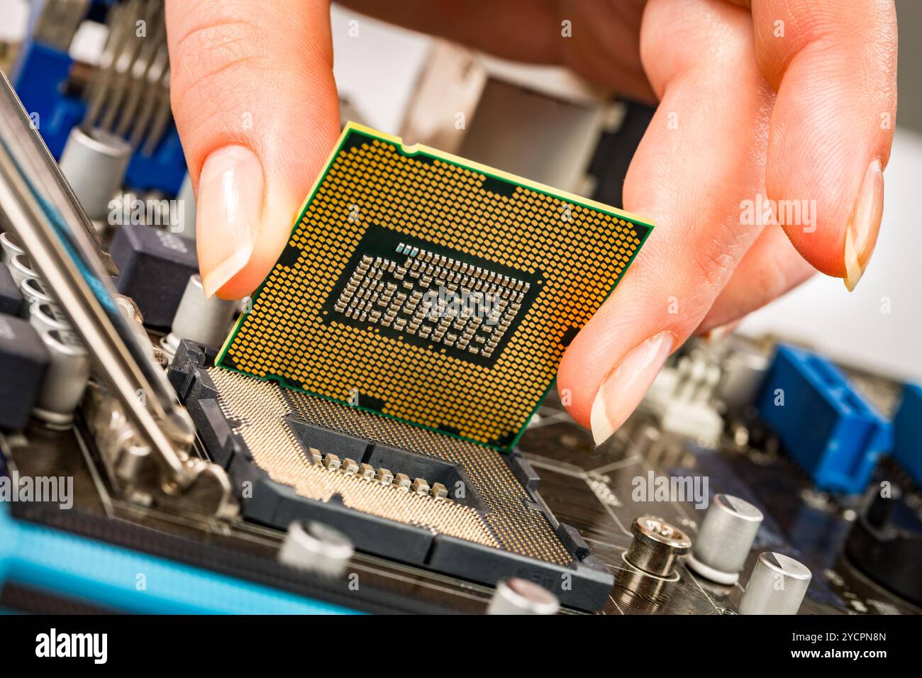Modern processor and motherboard Stock Photo - Alamy