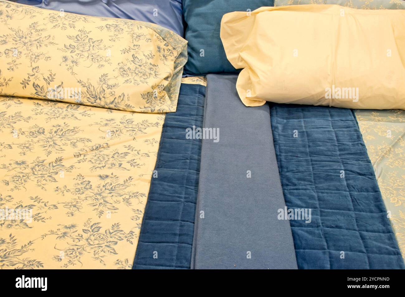 Bed blue pillow sheet hi-res stock photography and images - Alamy