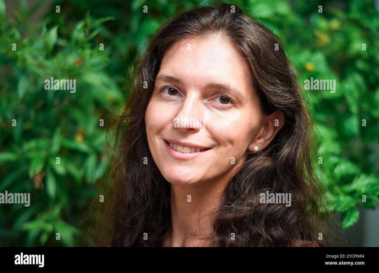 Selfie Portrait of 40 years old slavic woman close up without make up ...
