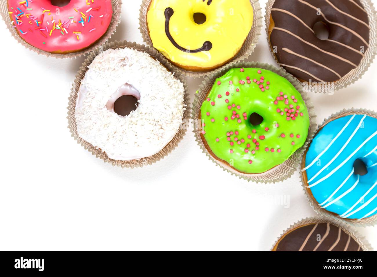 Assorted glazed doughnuts in different colors Stock Photo - Alamy