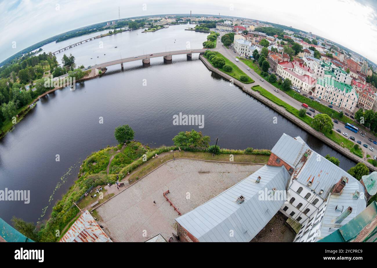 Fisheye view on the Old City from the observation deck of the Vyborg ...
