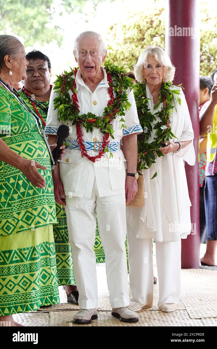 King Charles III and Queen Camilla during a visit to the Samoan ...