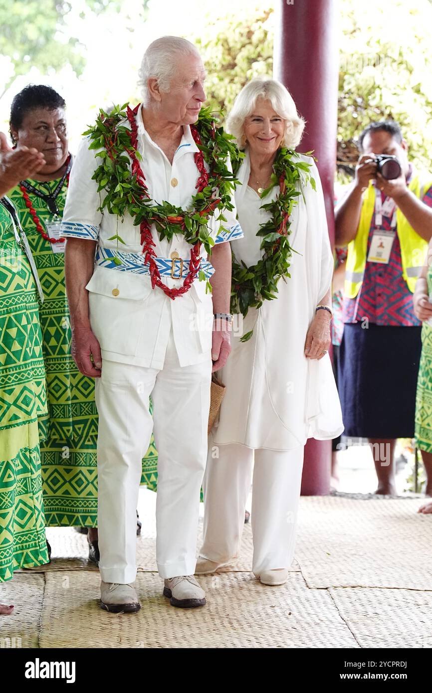 King Charles III and Queen Camilla during a visit to the Samoan ...