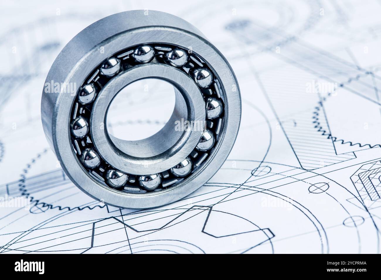 Ball bearings on technical drawing Stock Photo - Alamy