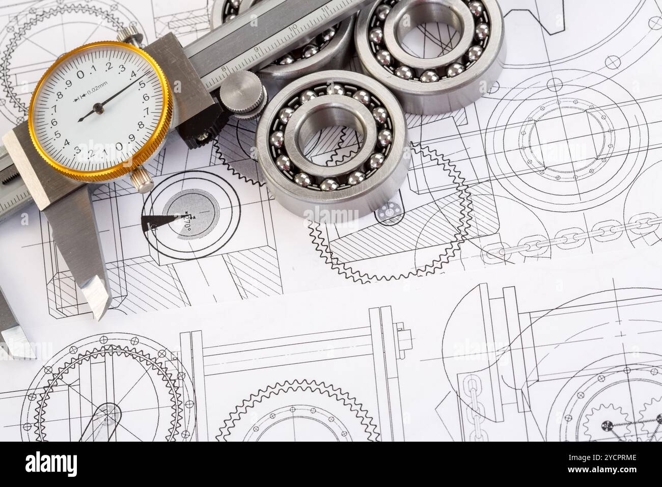 Ball bearings on technical drawing Stock Photo - Alamy