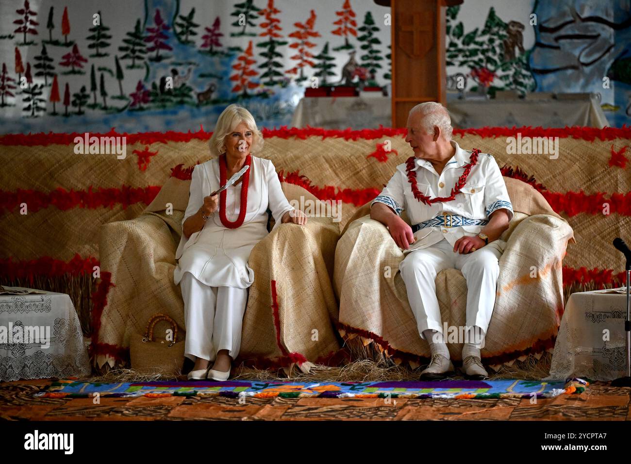 King Charles III and Queen Camilla receive a traditional 'ava ...
