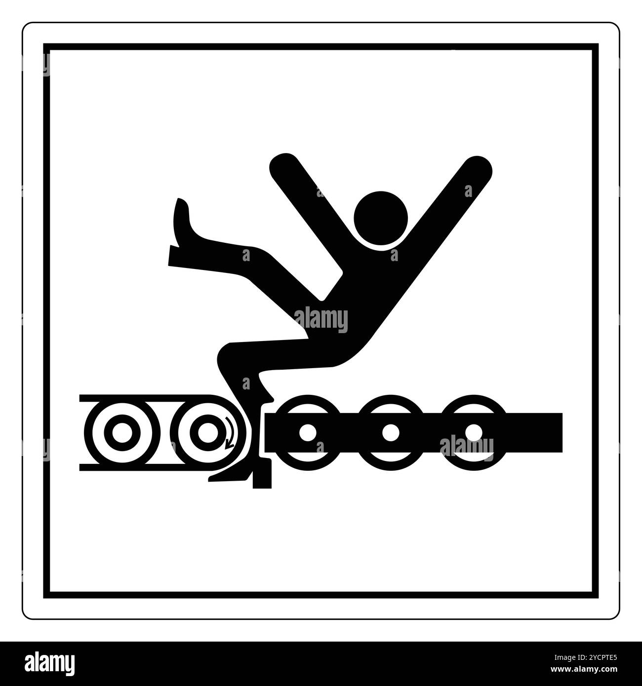 This image depicts a warning sign illustrating a slip hazard ...