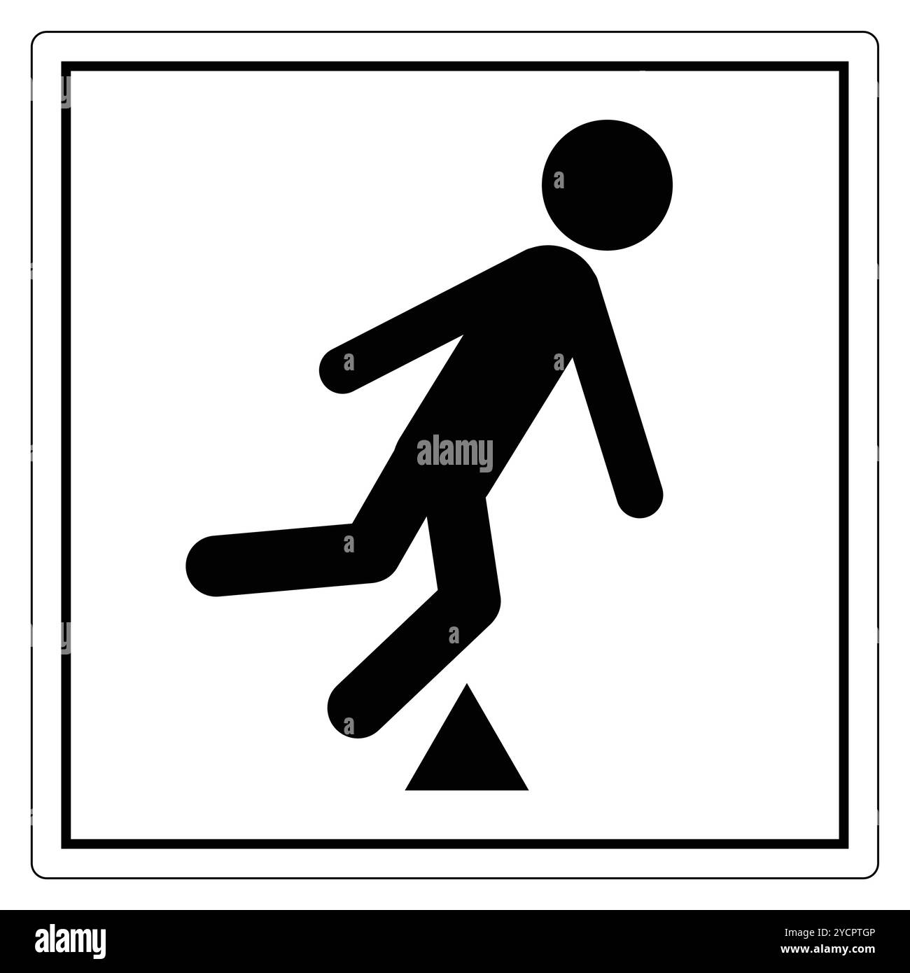 Icon of a caution sign warning about slipping hazards. It features a ...
