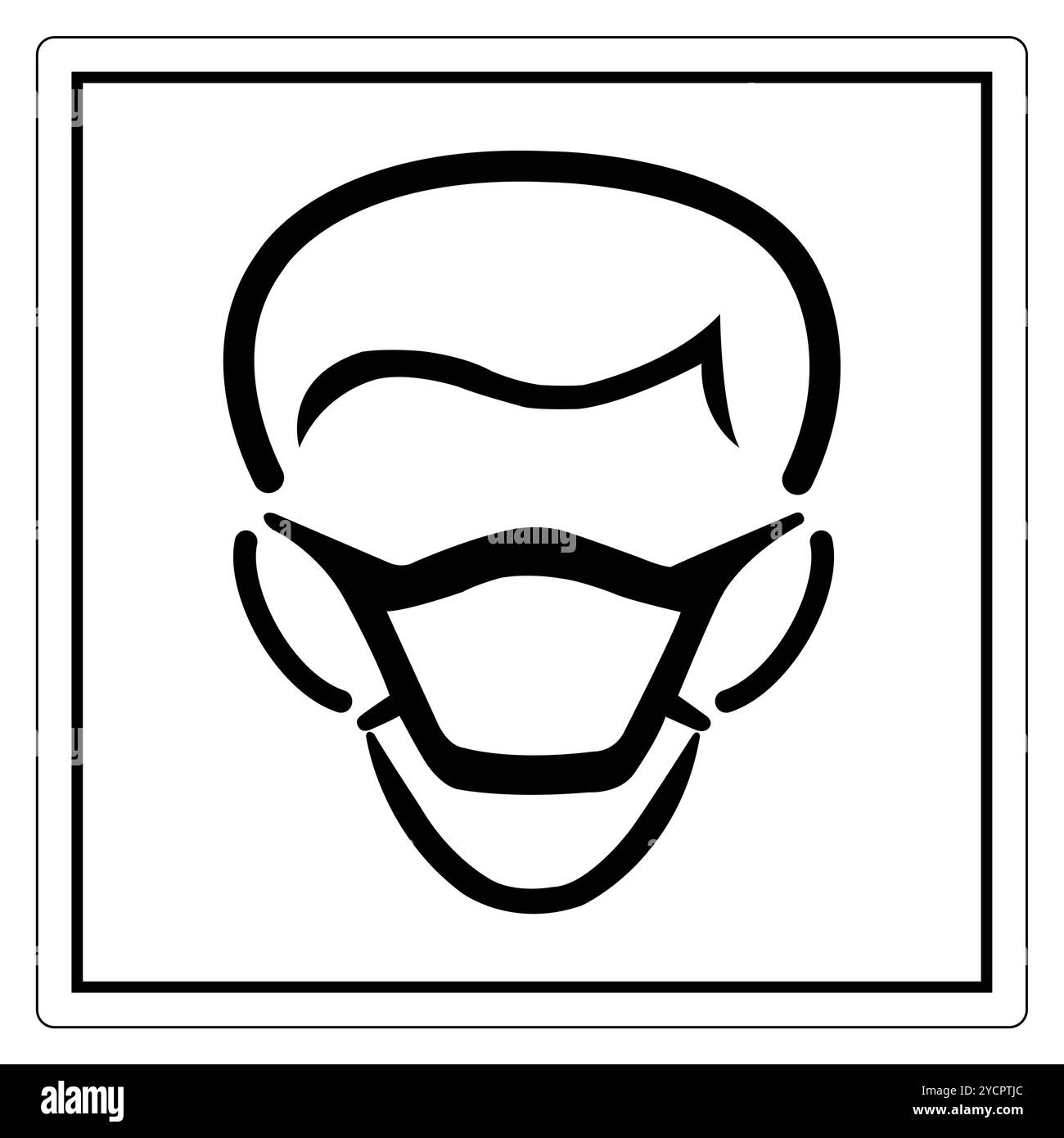 A minimalistic icon depicting a person wearing a face mask. This vector ...