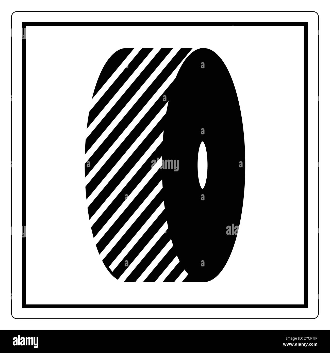 A striking black circle icon featuring bold diagonal stripes, perfect ...