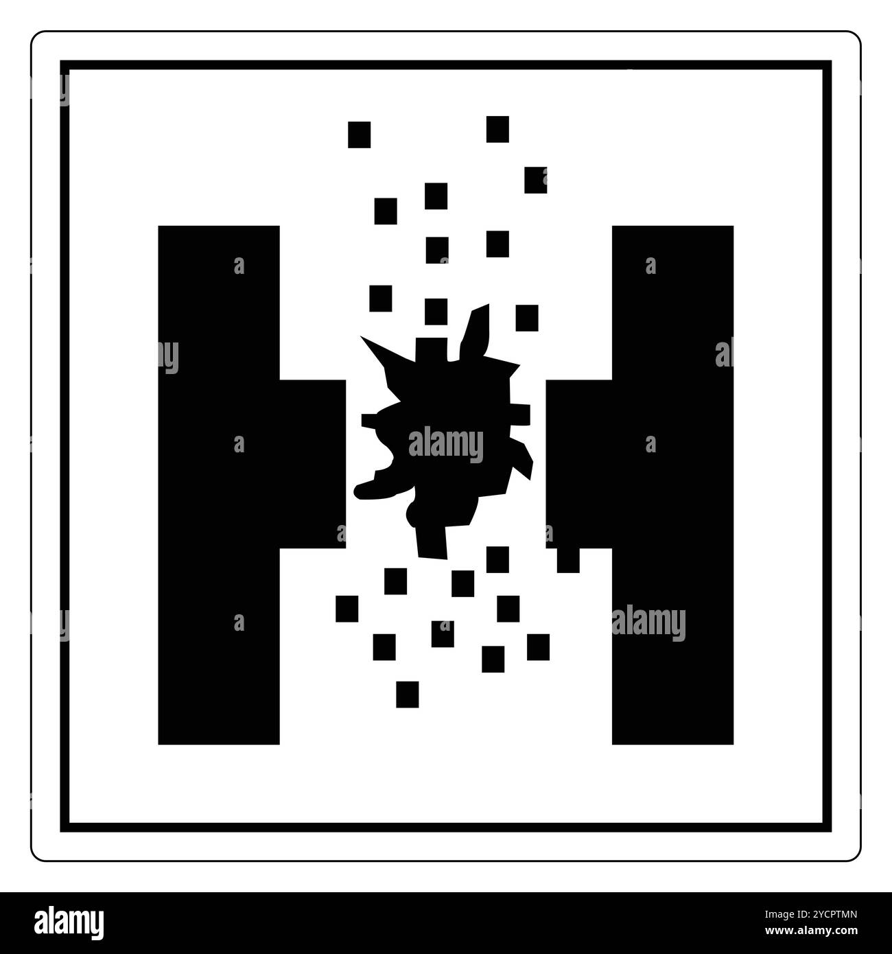 This image features a hazard warning sign symbolizing the presence of ...