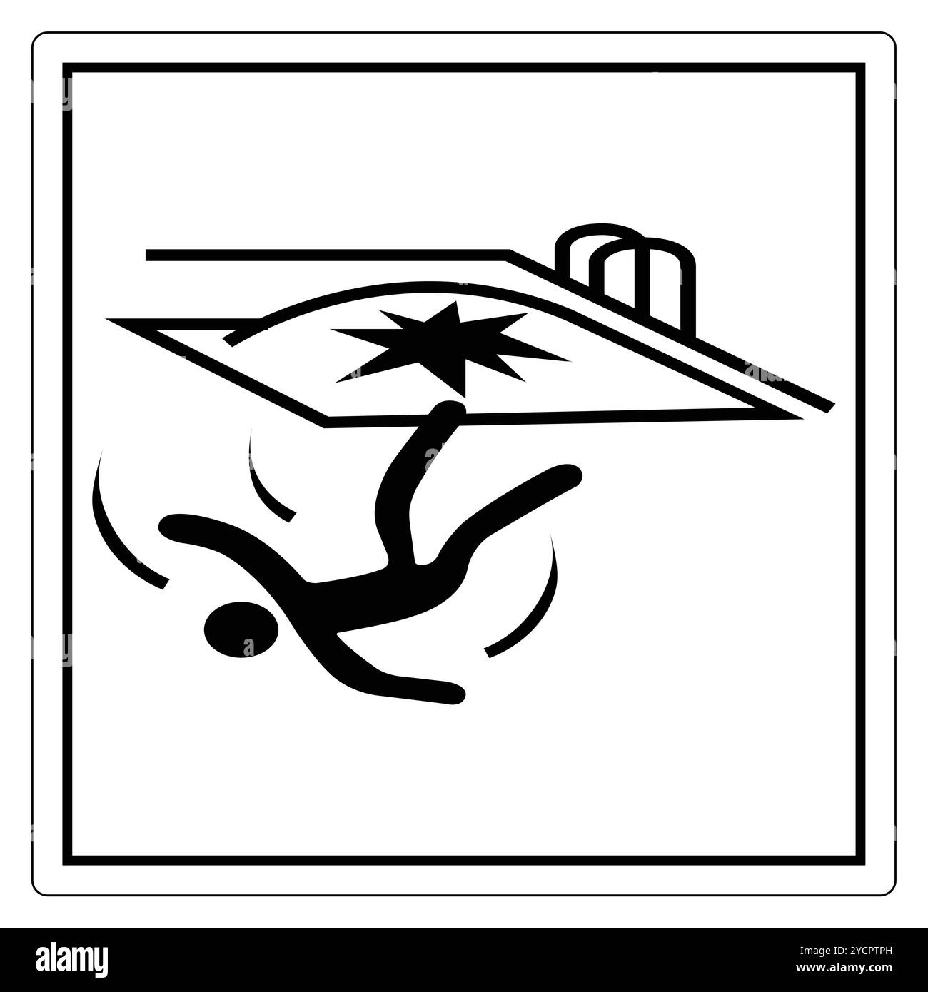 A caution symbol indicating a falling hazard hi-res stock photography ...