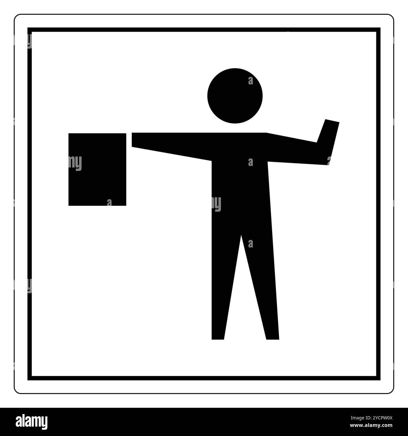 Simple icon depicting a person waving a flag, symbolizing communication ...