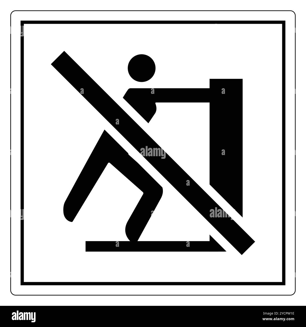 A clear construction safety sign indicating no access to work areas ...