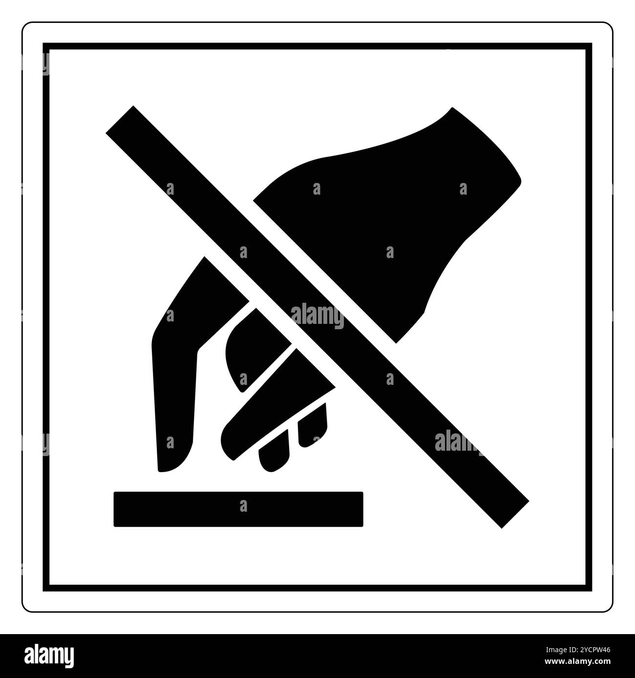 A visual representation of a no touching safety sign. This icon ...