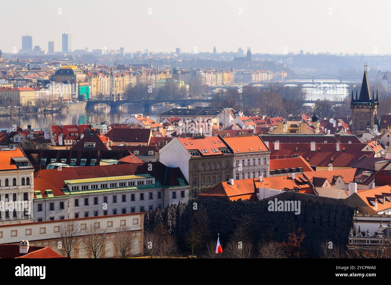 panoramic view on Prague old town from above, Czech Republic Stock ...