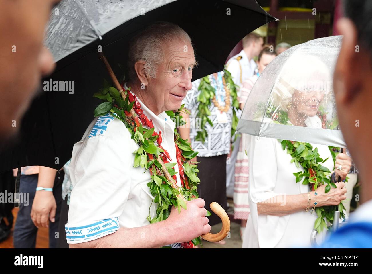 King Charles III and Queen Camilla during a visit to the Samoan ...