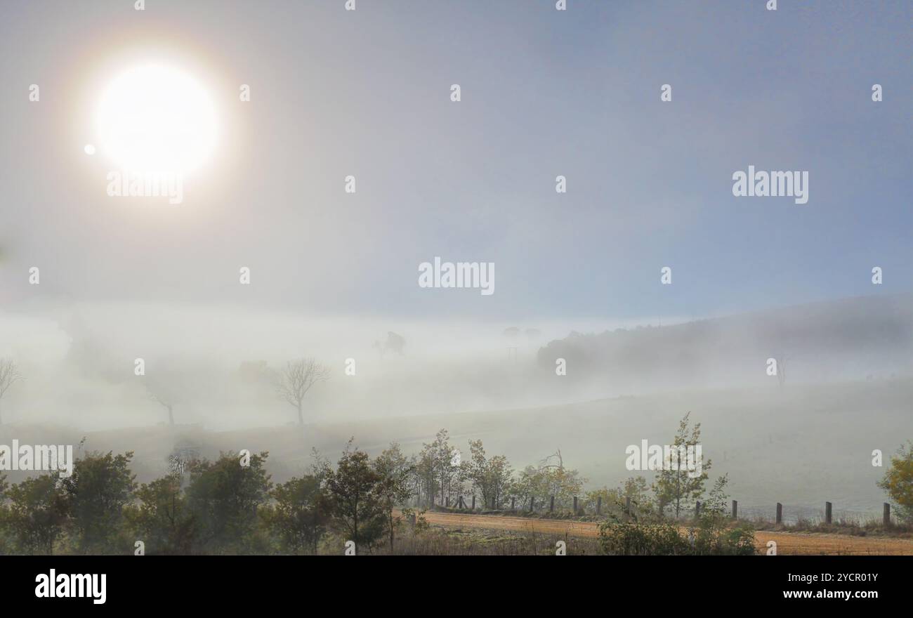 Rural landscape fence road hi-res stock photography and images - Alamy