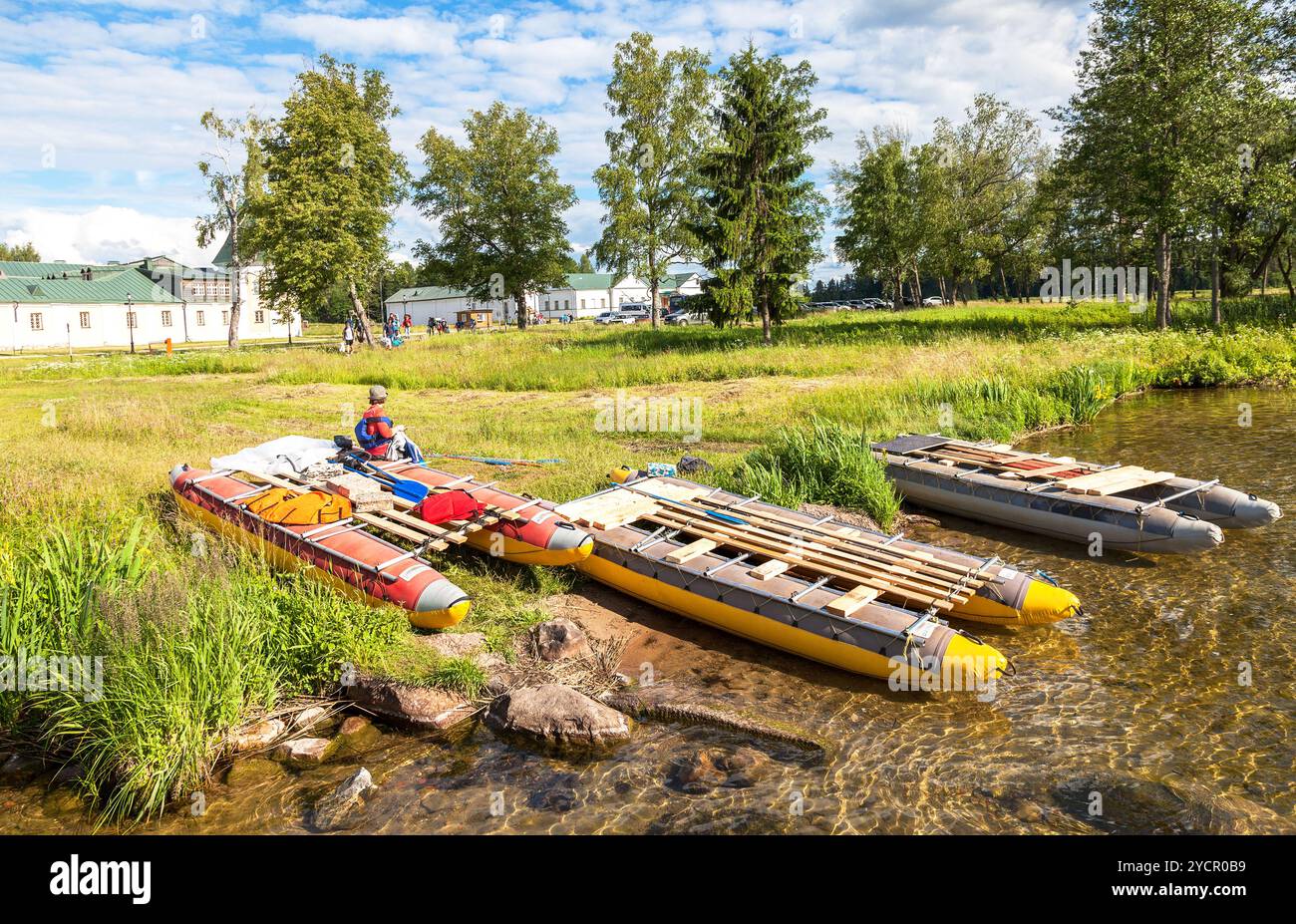 Sports catamarans on the shore of Lake Valdai in Russia Stock Photo - Alamy