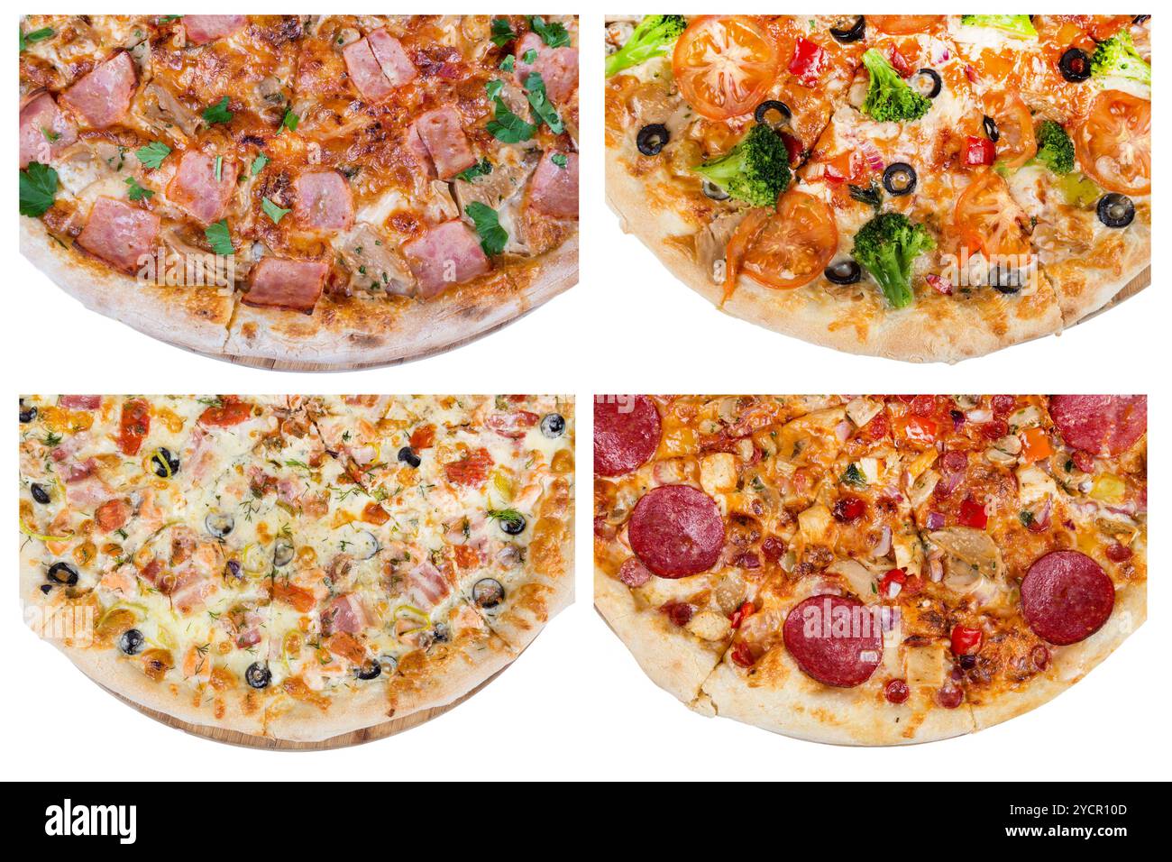 Set with different slices of pizzas Stock Photo - Alamy